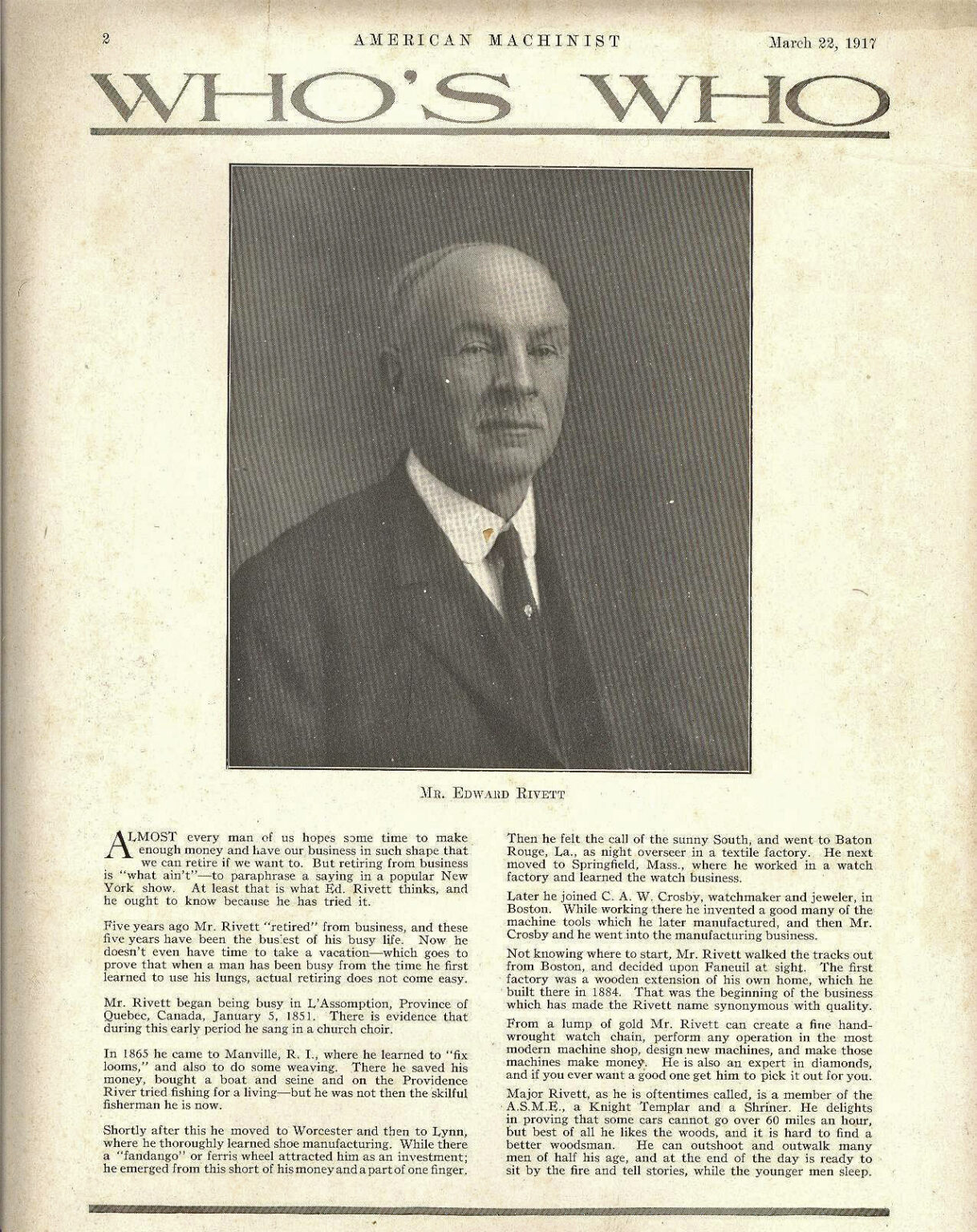 The Story of (Joseph) Edward Rivett – 1851-1937 - Dynex/Rivett Inc.
